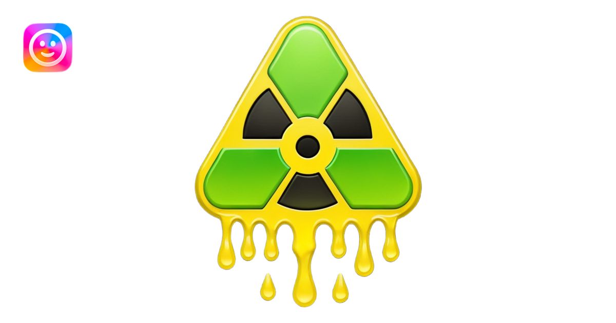 radioactive hazard symbol stylized to look like it is melting. The ...