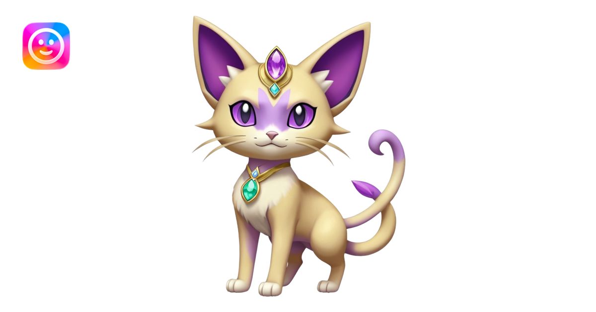 Meowth-Espeon-Pokémon-Fakémon-hybrid-creature (full body) emoji | AI ...