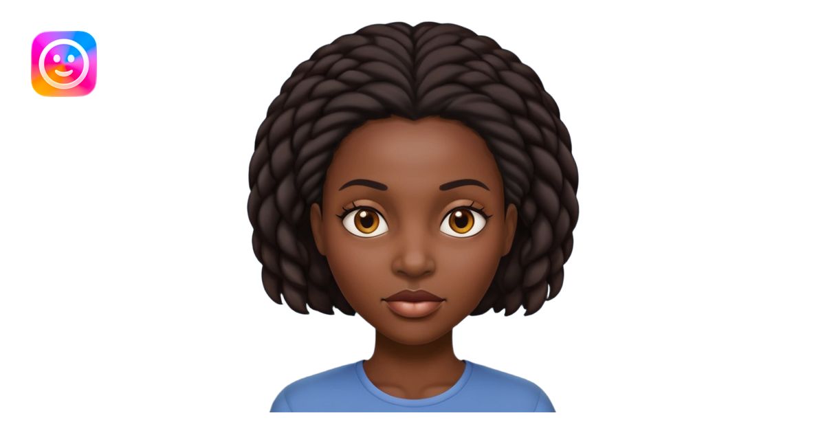 A black women with a massive head emoji | AI Emoji Generator