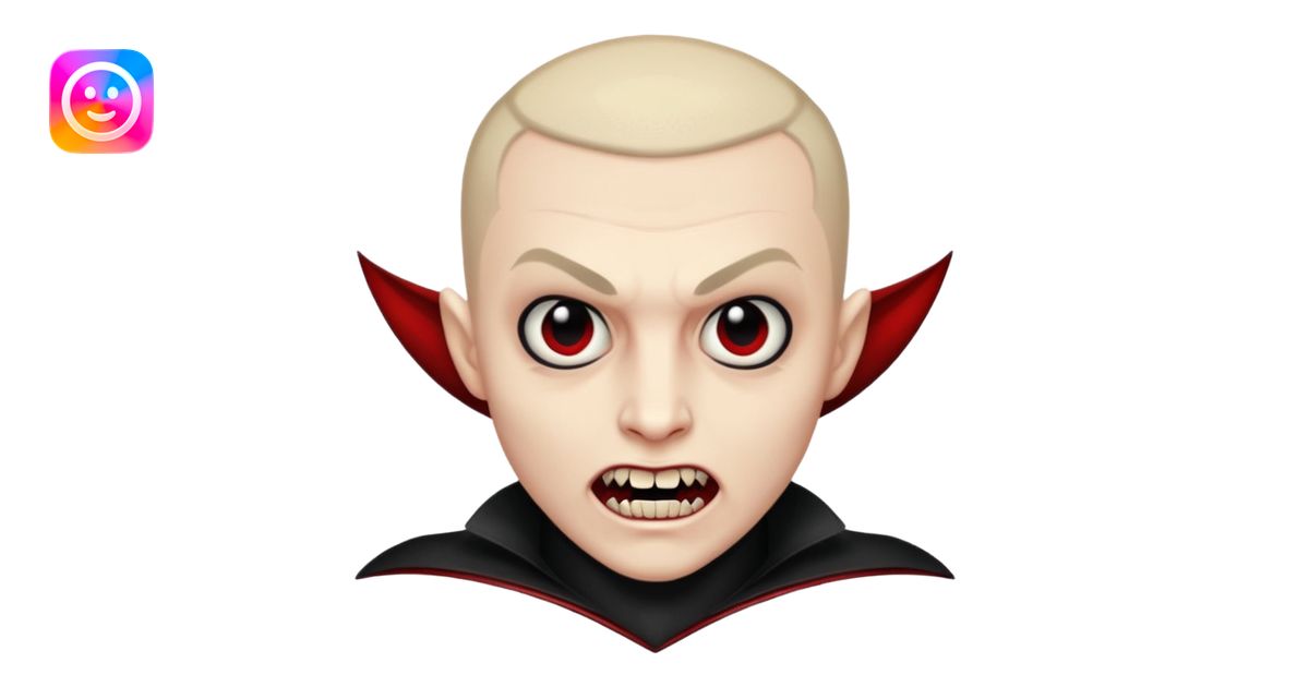 vampire with fangs and buzz cut black emoji | AI Emoji Generator