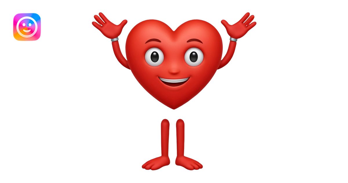 Red heart with arms and legs with one eye ball emoji | AI Emoji Generator