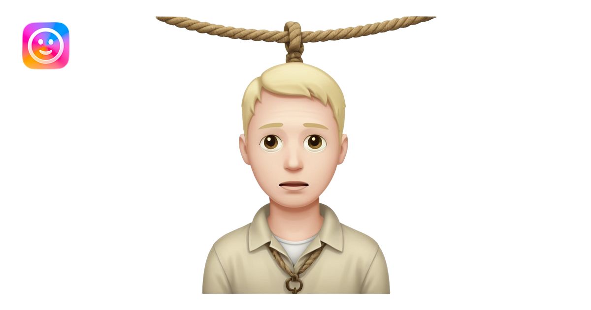 A man's neck hanging in a rope dead emoji | AI Emoji Generator