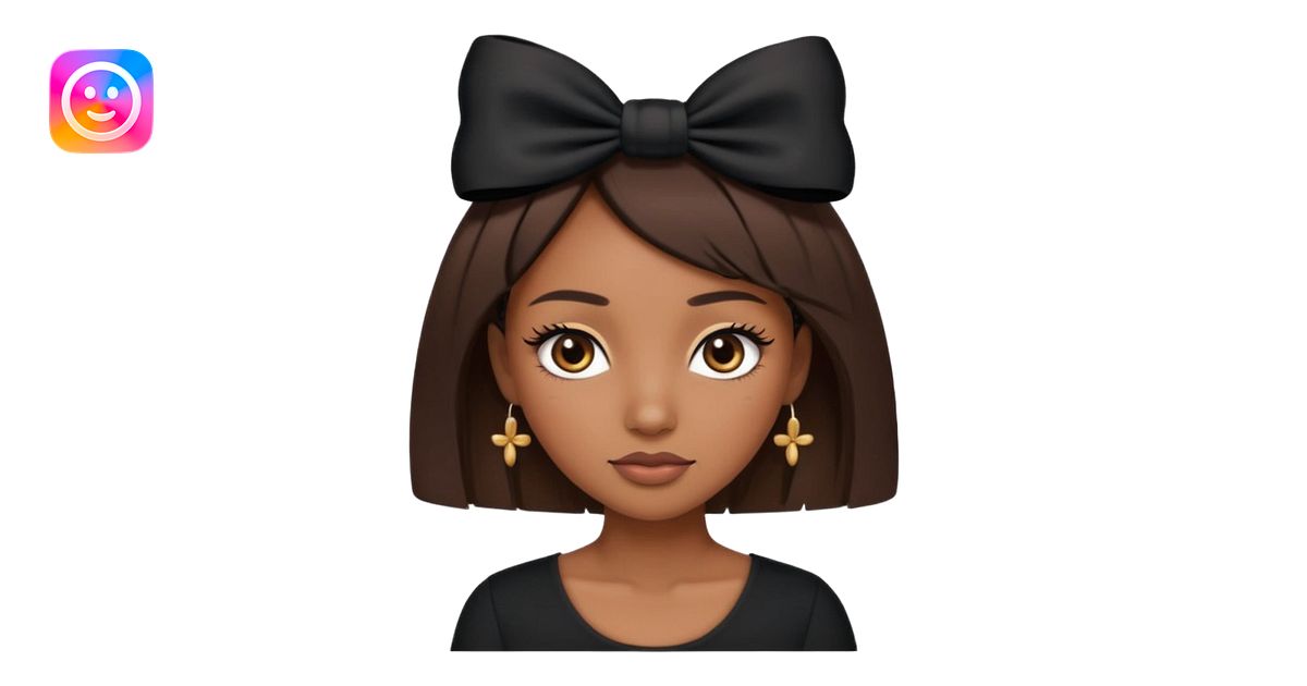 Adult woman with black cute cut with a black top and a bow on her head ...