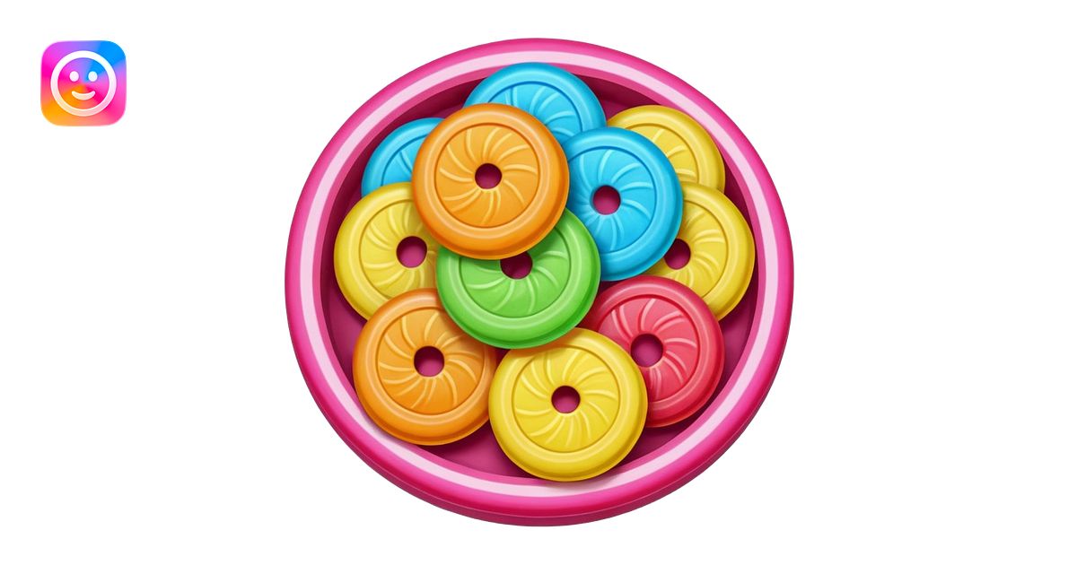 Sour circular hard candies with sour dust emoji | AI Emoji Generator