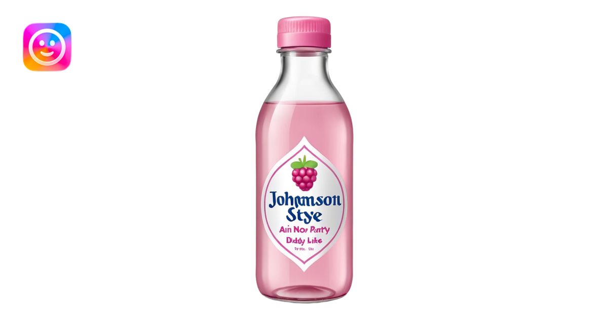 realistic Johnson and Johnson style bottle pink cap pink label clear ...