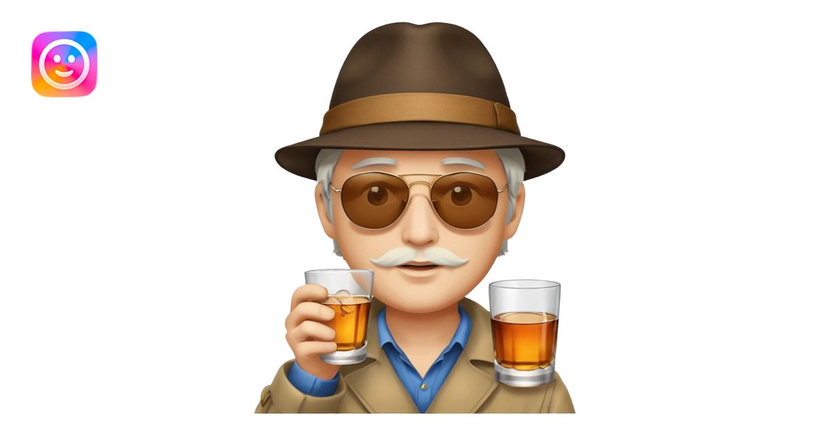 Merlin drinking whisky in the beach emoji | AI Emoji Generator