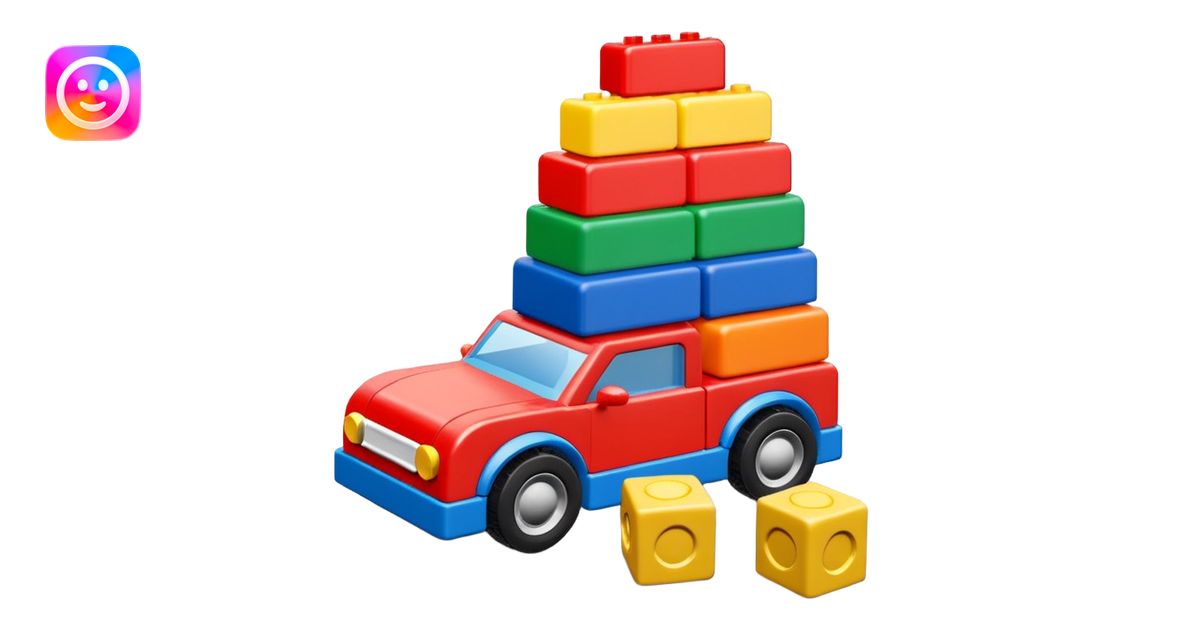 Toy car beside building blocks emoji | AI Emoji Generator