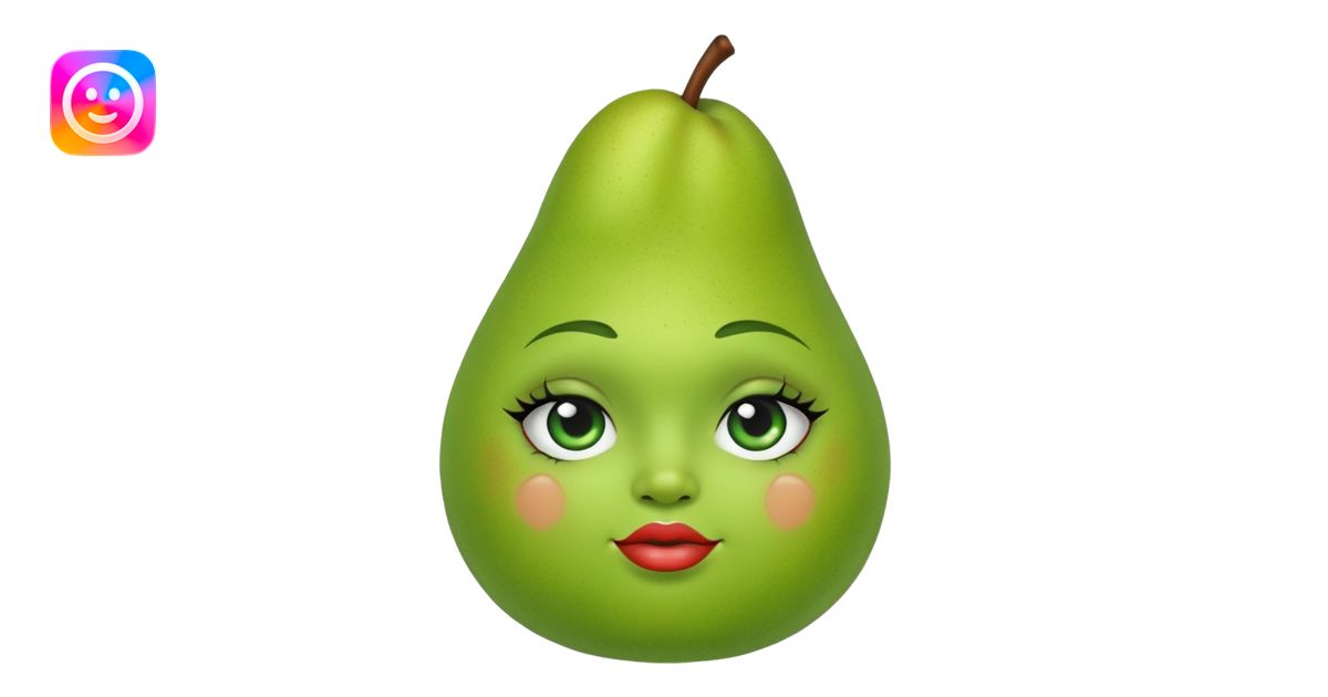 Green pear with face and makeup and face piercings emoji | AI Emoji ...