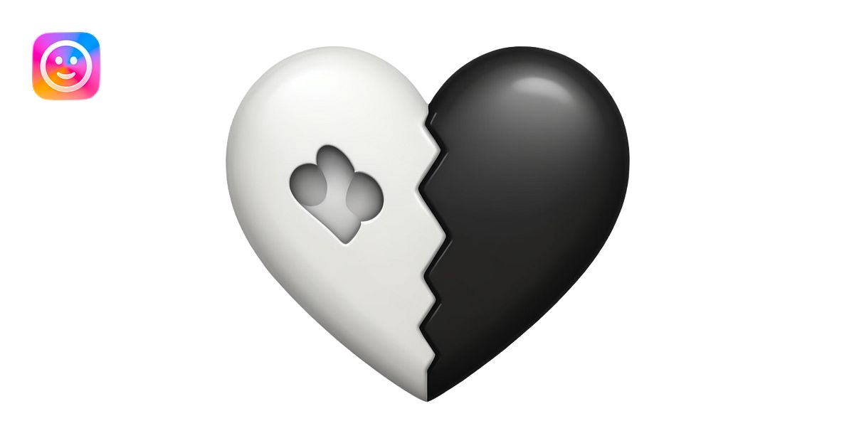 A half black heart and half white heart emoji emoji | AI Emoji Generator