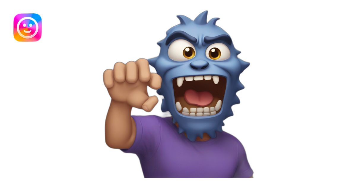 A man acting like a monster with his hand and his face says grrr. His ...