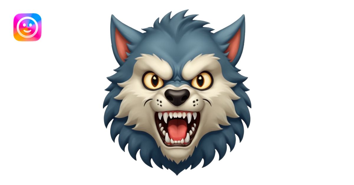Werewolf – Furry wolf-man mid-roar emoji | AI Emoji Generator