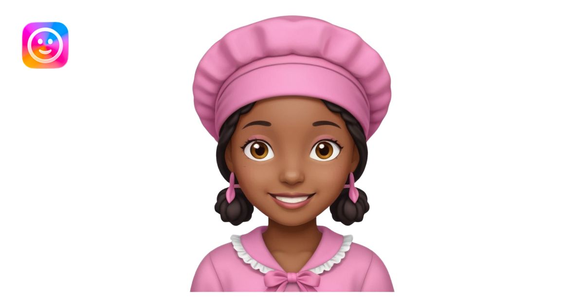 Black girl with pink bonnet emoji | AI Emoji Generator