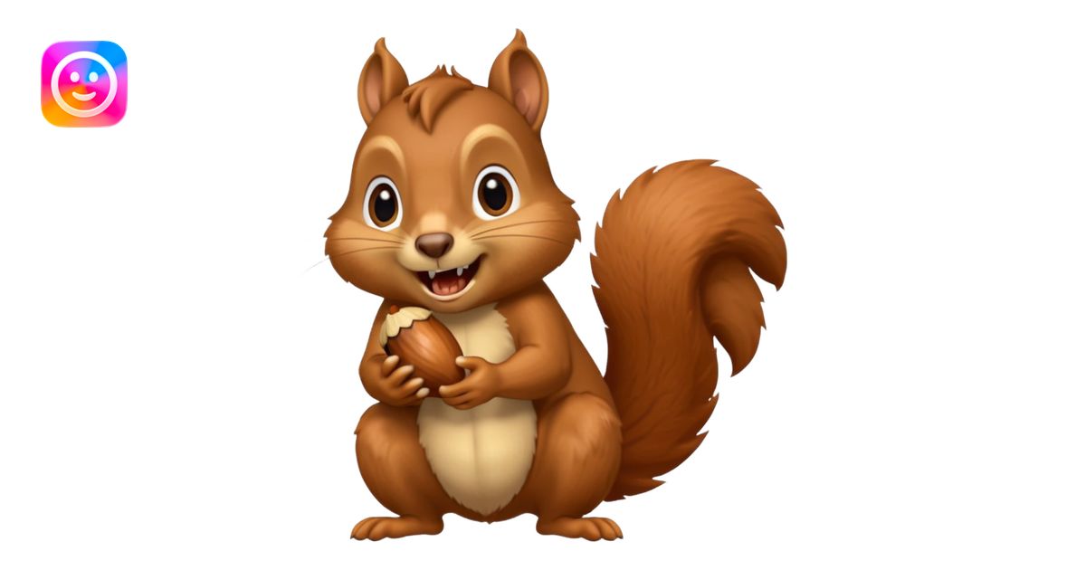 long toothed squirrel eats acorn, panicking in fear emoji | AI Emoji ...