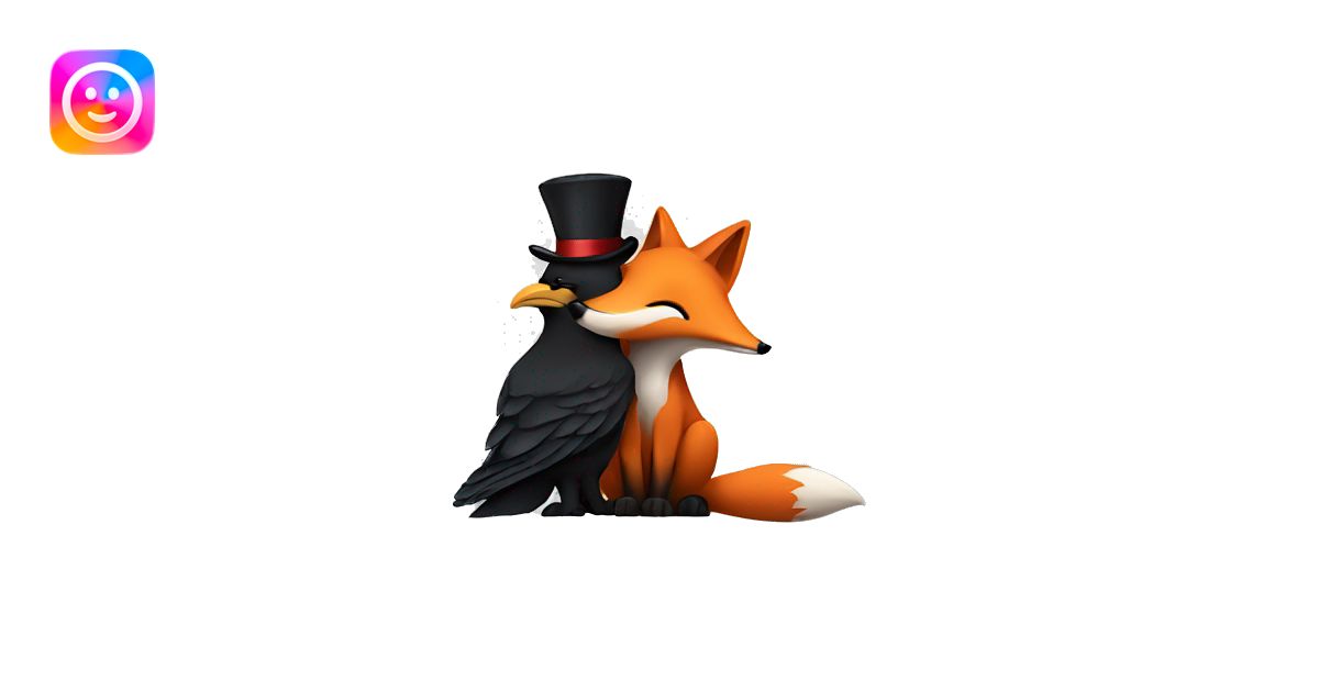 fox and a crow cuddling emoji | AI Emoji Generator