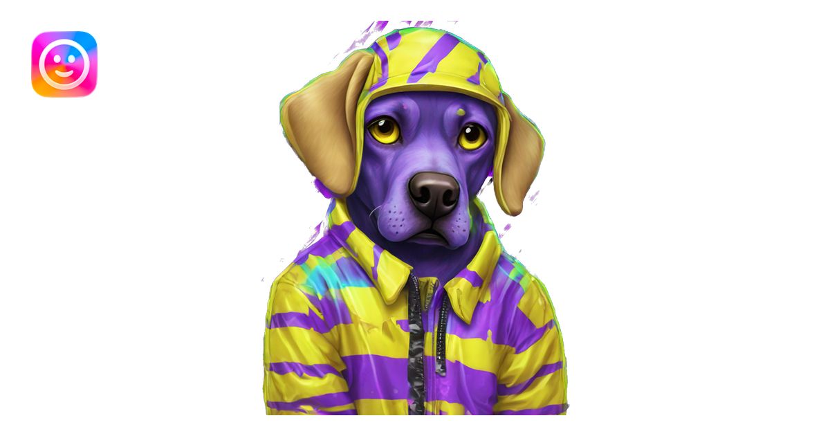 .Zombie_ Vaporwave black holographic oilslick zombie yellow Labrador ...