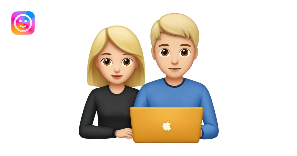 two people, woman and men using laptop emoji | AI Emoji Generator