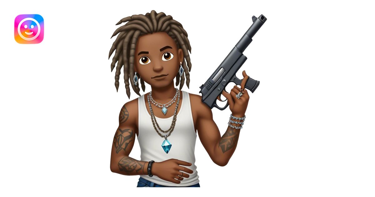 african-american race pig with dreads looking gangster with gun and ...
