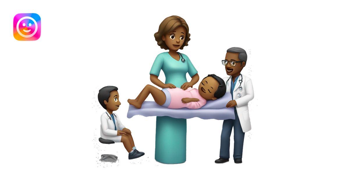 a woman gives birth and doctors stand nearby emoji | AI Emoji Generator
