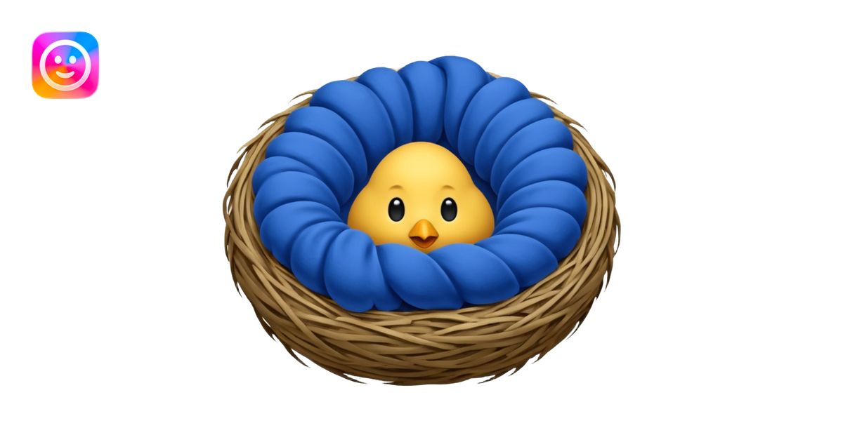 Nest made with blue velvet fabric emoji | AI Emoji Generator