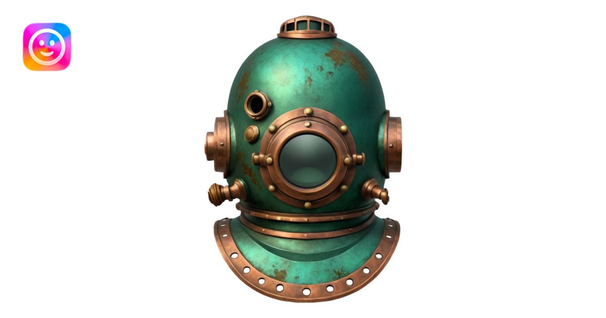3D render of Antique Diver Helmet, heavily oxidized copper texture ...