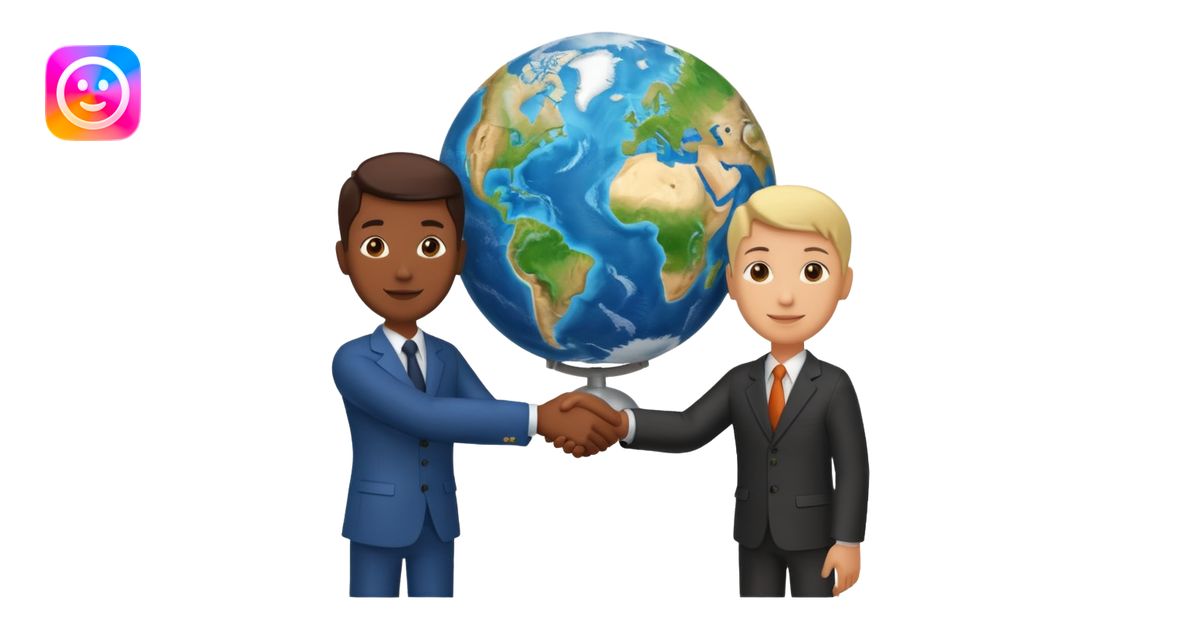 Shake hands and a globe showing negotiation of climate change with ...