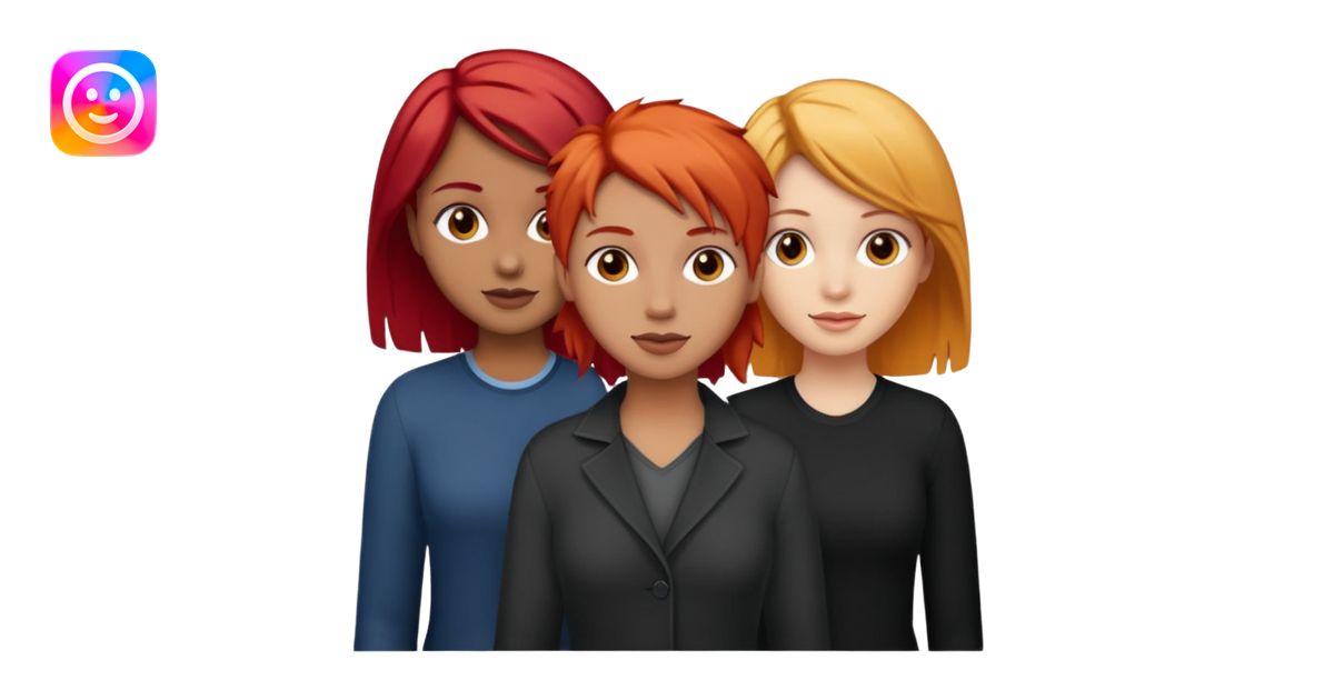 Can you create an image of 3 friends together one with red bright hair ...