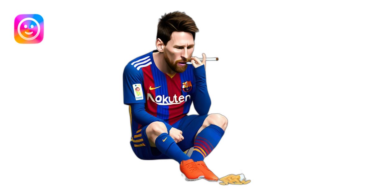 Messi qui mange une cigarette emoji | AI Emoji Generator