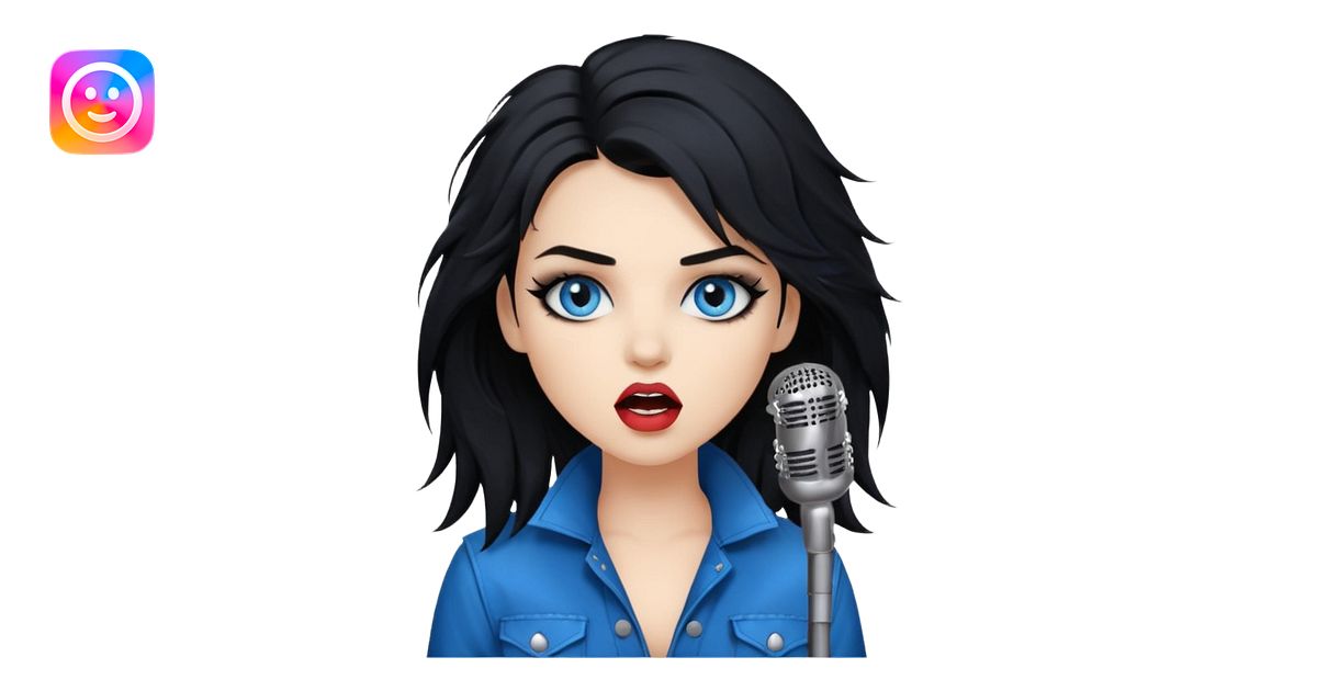 rockstar girl with black disheveled hair, blue eyes, Smokey eyes grunge ...