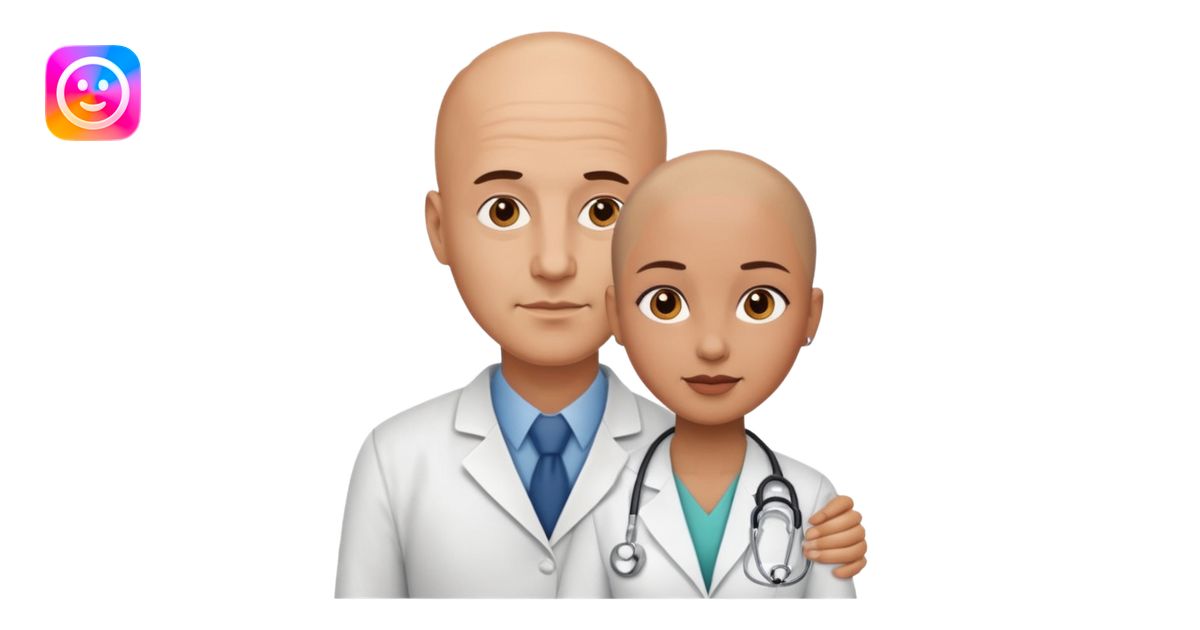 bald doctor and pretty brown patient emoji | AI Emoji Generator