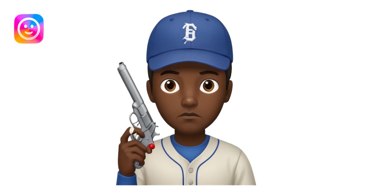 Un moreno con una pistola y grosero y una gorra emoji | AI Emoji Generator