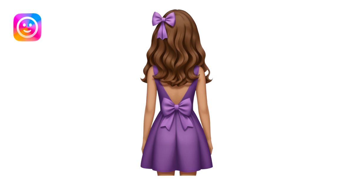 Emoji femme de dos cheveux ondulés brun avec noeud dans les cheveux ...