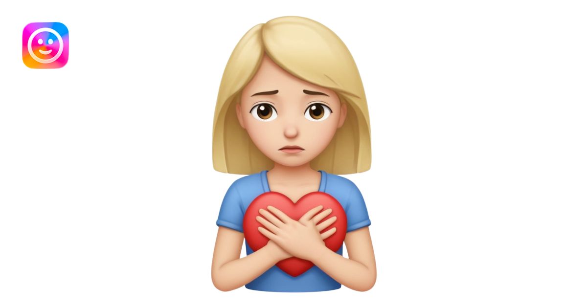 Sad girl holding her chest emoji | AI Emoji Generator
