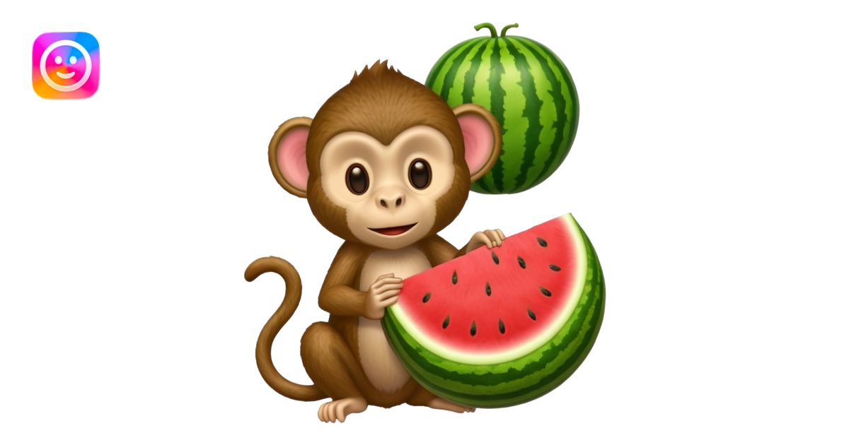Monkey holding watermelon emoji | AI Emoji Generator