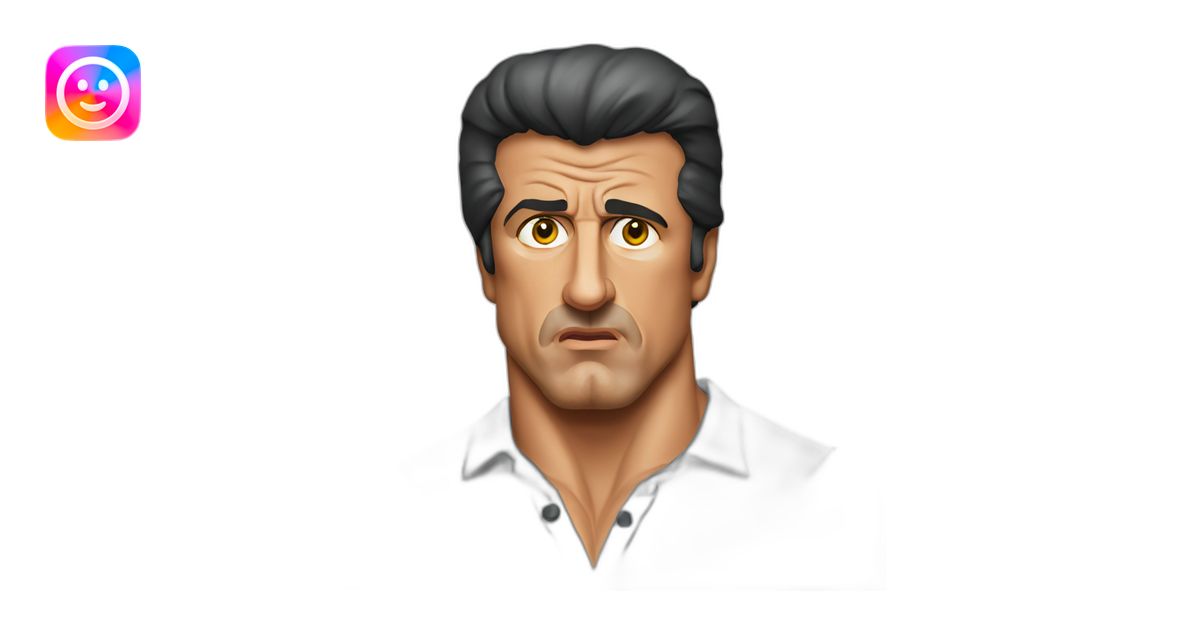 sylvester stallone serious cartoon wearing shirt emoji | AI Emoji Generator
