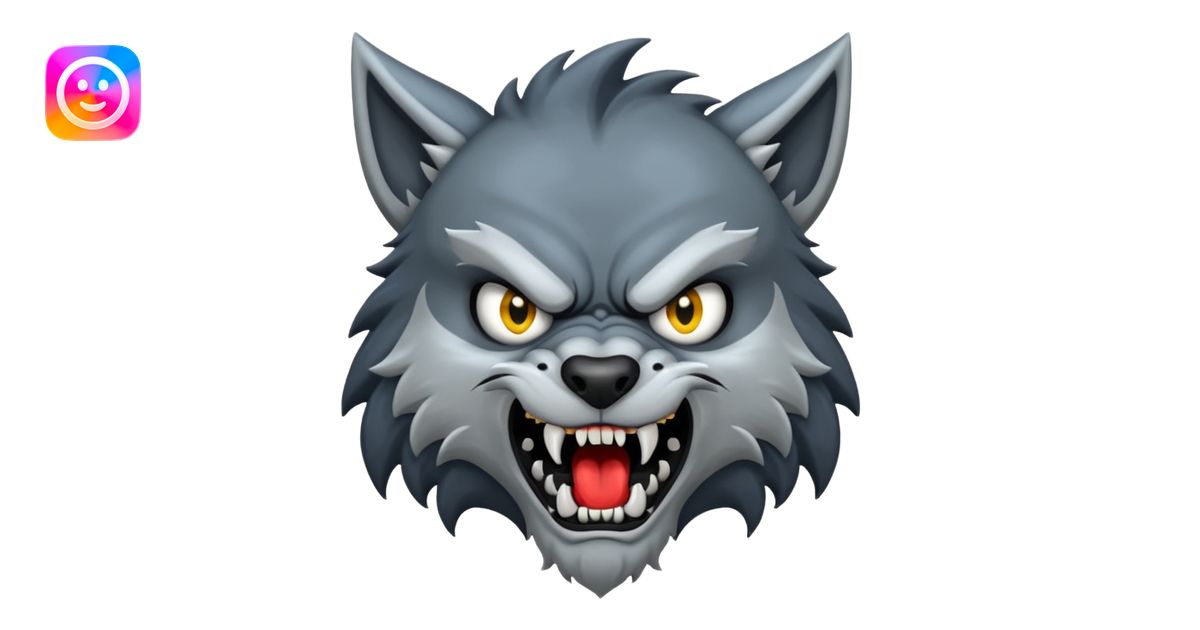 Lycan head, full moon, horror cartoon emoji, no background emoji | AI ...