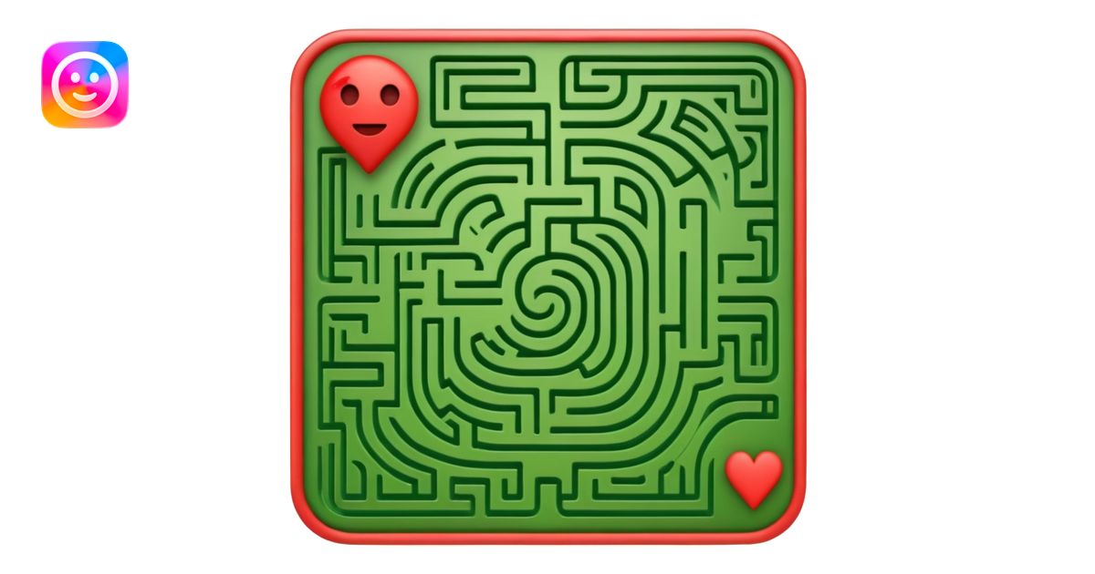 Create a realistic emoji of a maze with different patterns in red which ...