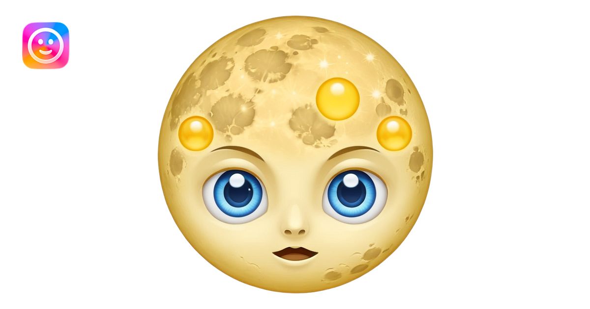 Full moon with big blue glaring eyes emoji | AI Emoji Generator