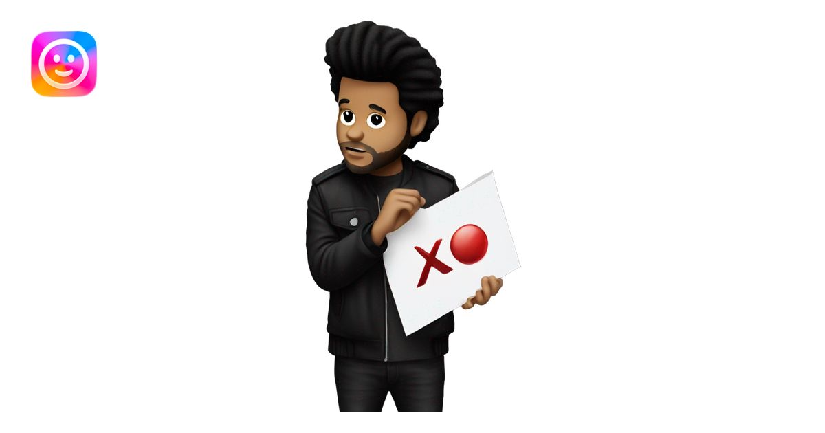 The Weeknd holding an XO sign emoji | AI Emoji Generator