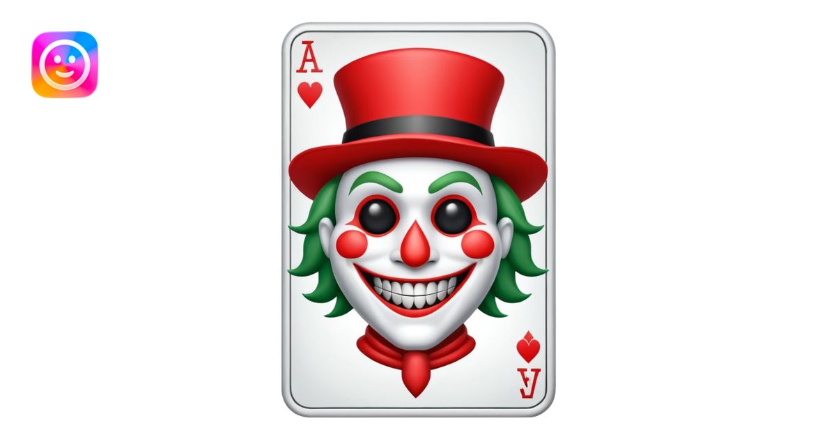 poker card with a funny jolly joker inside the card (machine os icon ...