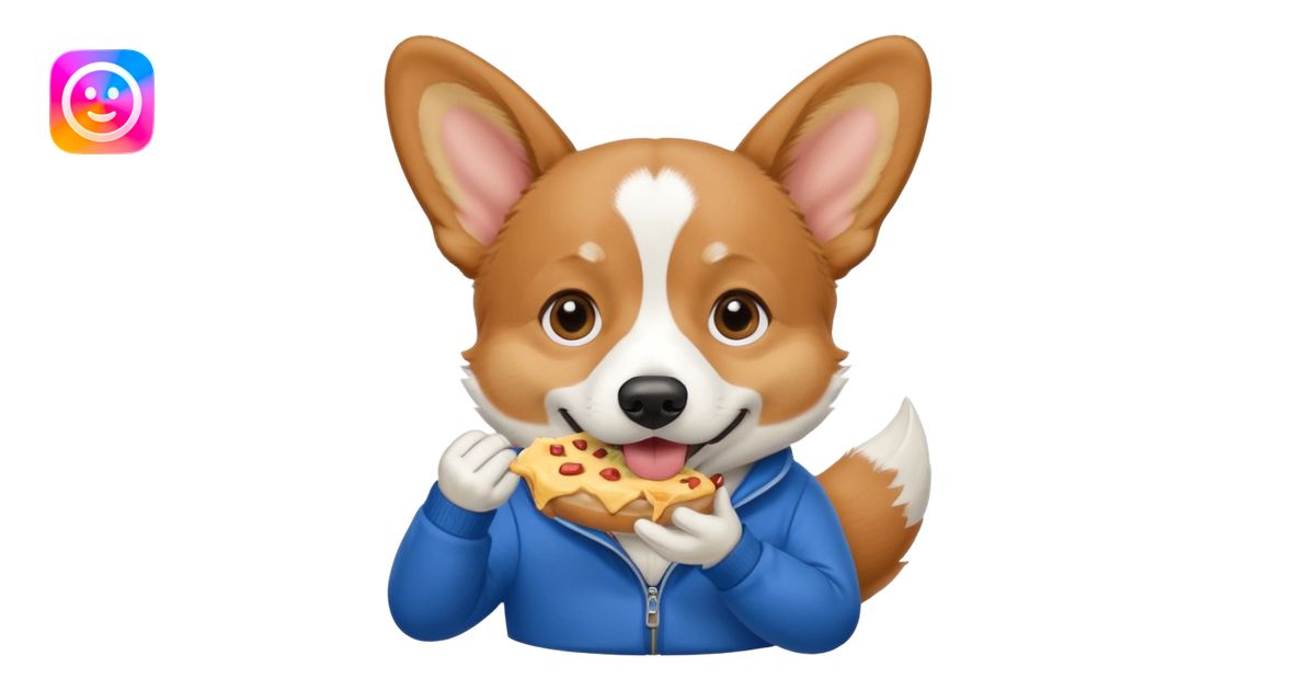 perrita caricatura gorgi gales comiendo con ropa celeste emoji | AI ...