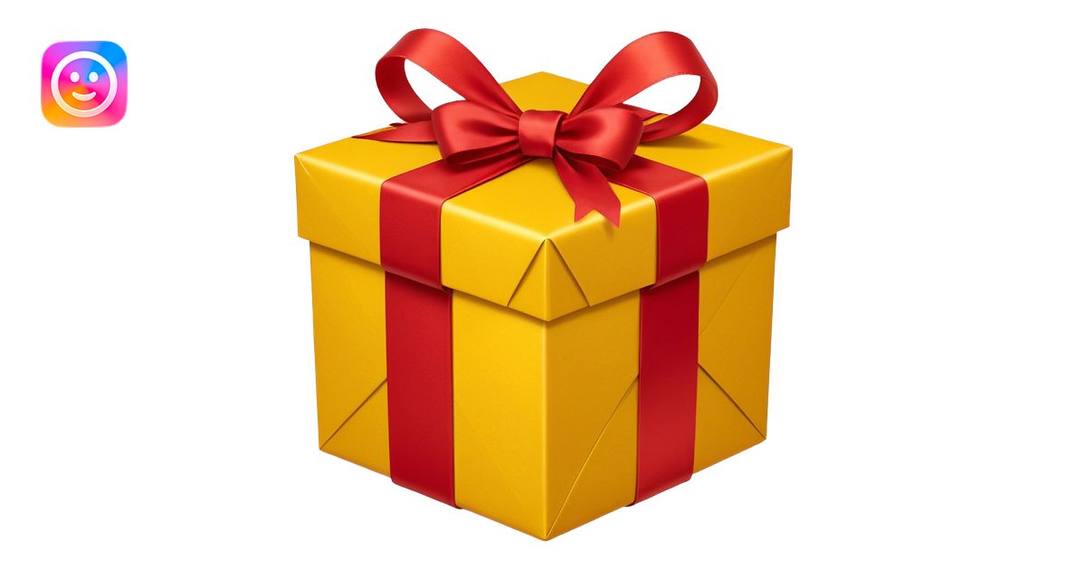 box with yellow wrapping paper and a length of red ribbon surrounding ...