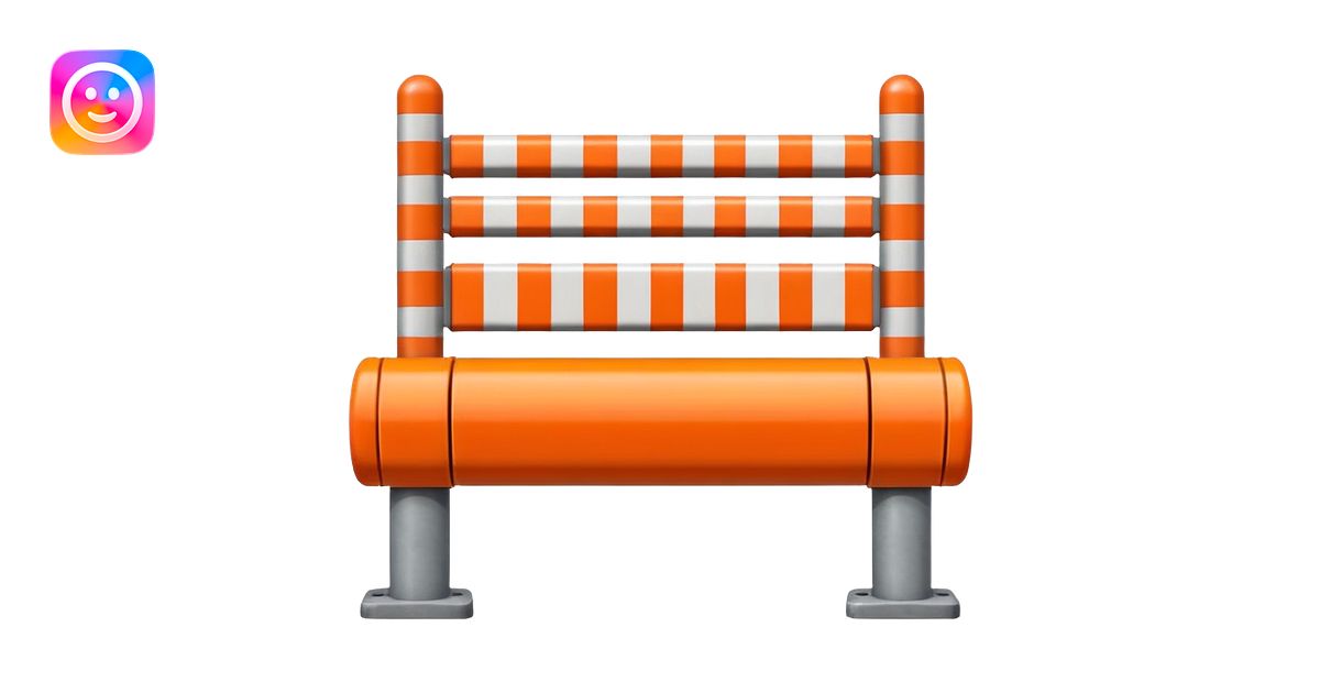 Flat emoji-style icon of a boom barrier. Orange control box. Red and ...