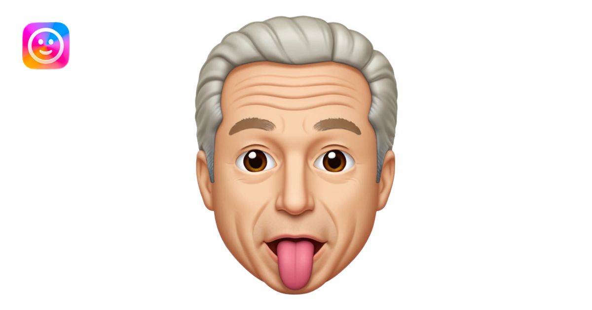 Jeffrey Epstein with tongue out, Twemoji style emoji | AI Emoji Generator