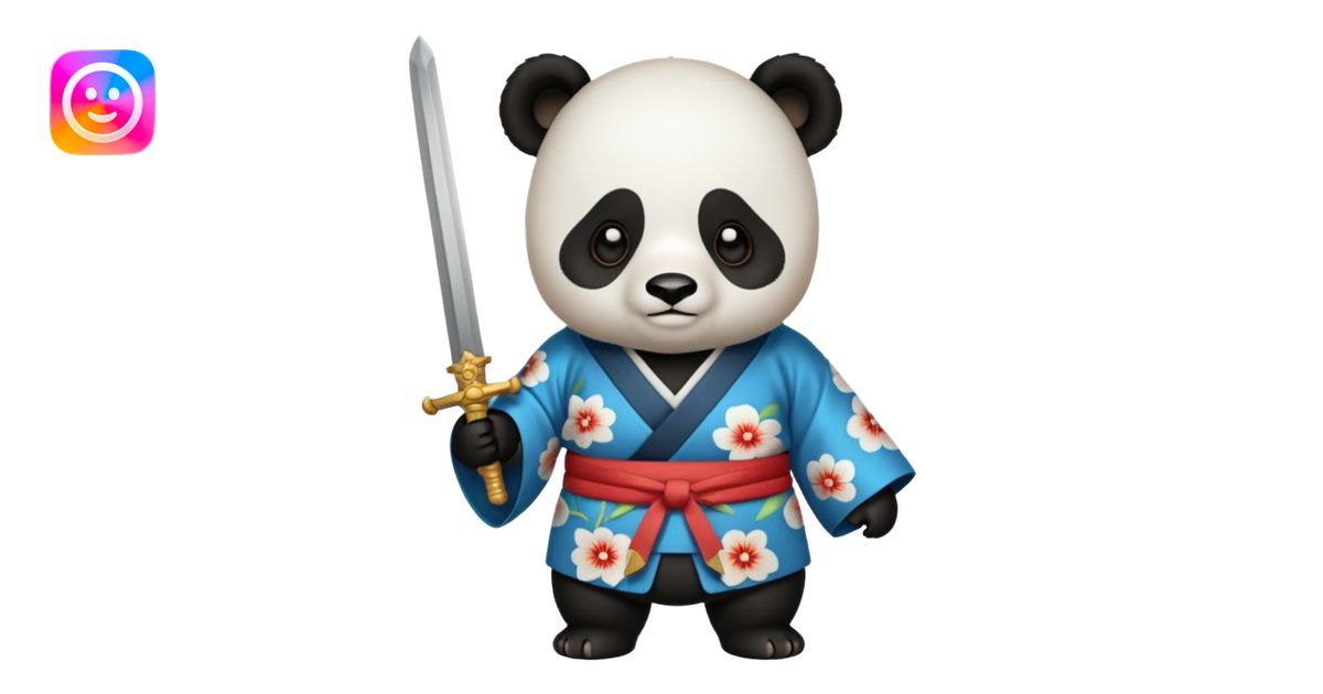 Panda with sword and kimono emoji | AI Emoji Generator