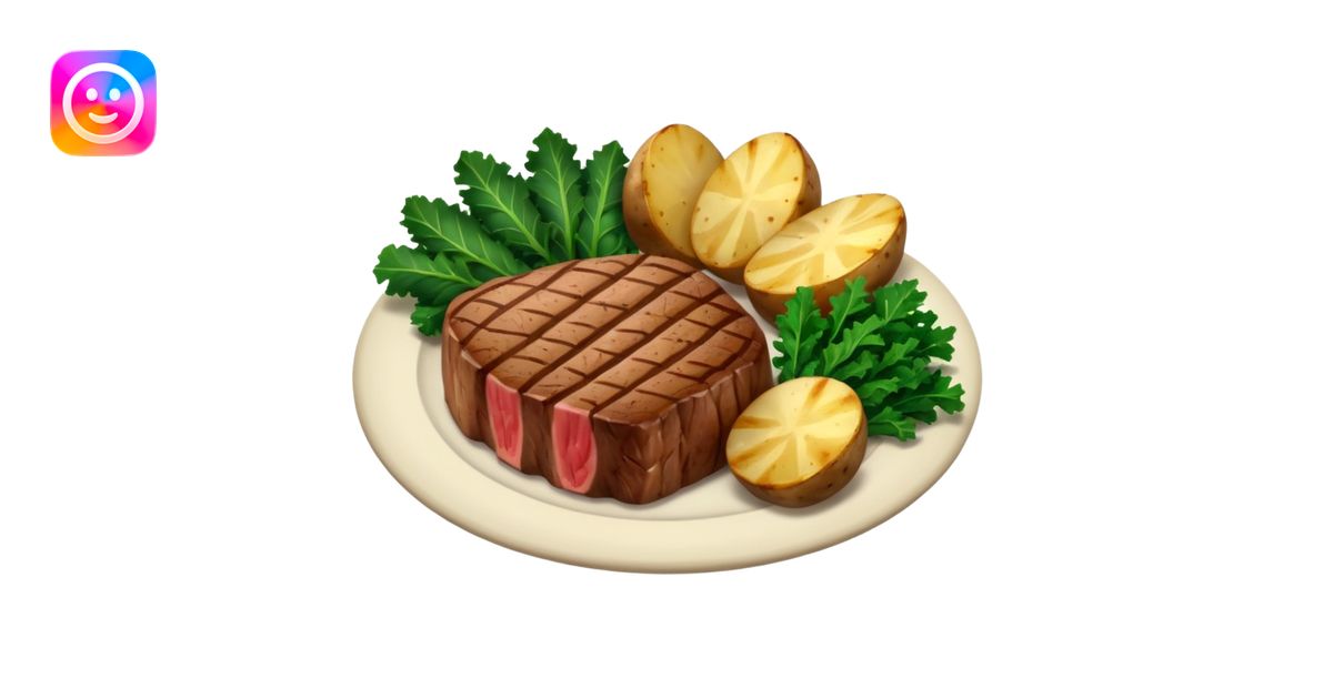 Steak and potatoes with kale emoji | AI Emoji Generator