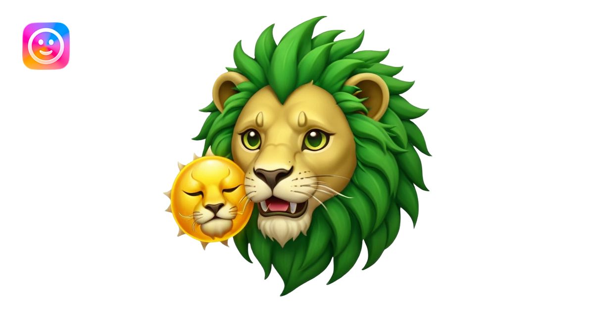 Alchemist style green lion devouring sun emoji | AI Emoji Generator