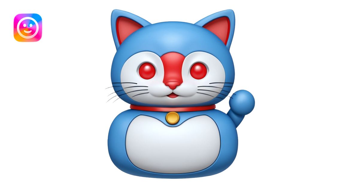 Doraemon, blue robotic cat with a red nose and a white face emoji | AI ...