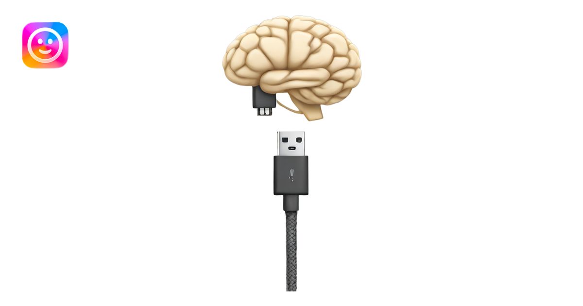 USB cable connected to human brain emoji | AI Emoji Generator