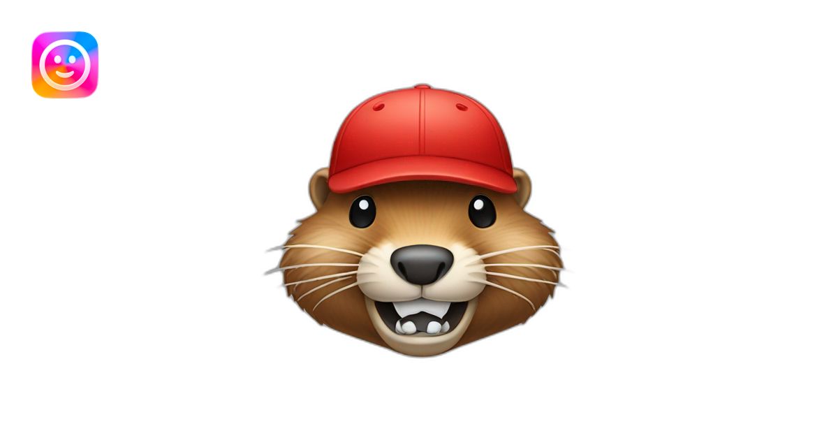 beaver with red baseball cap and two front teeth emoji | AI Emoji Generator