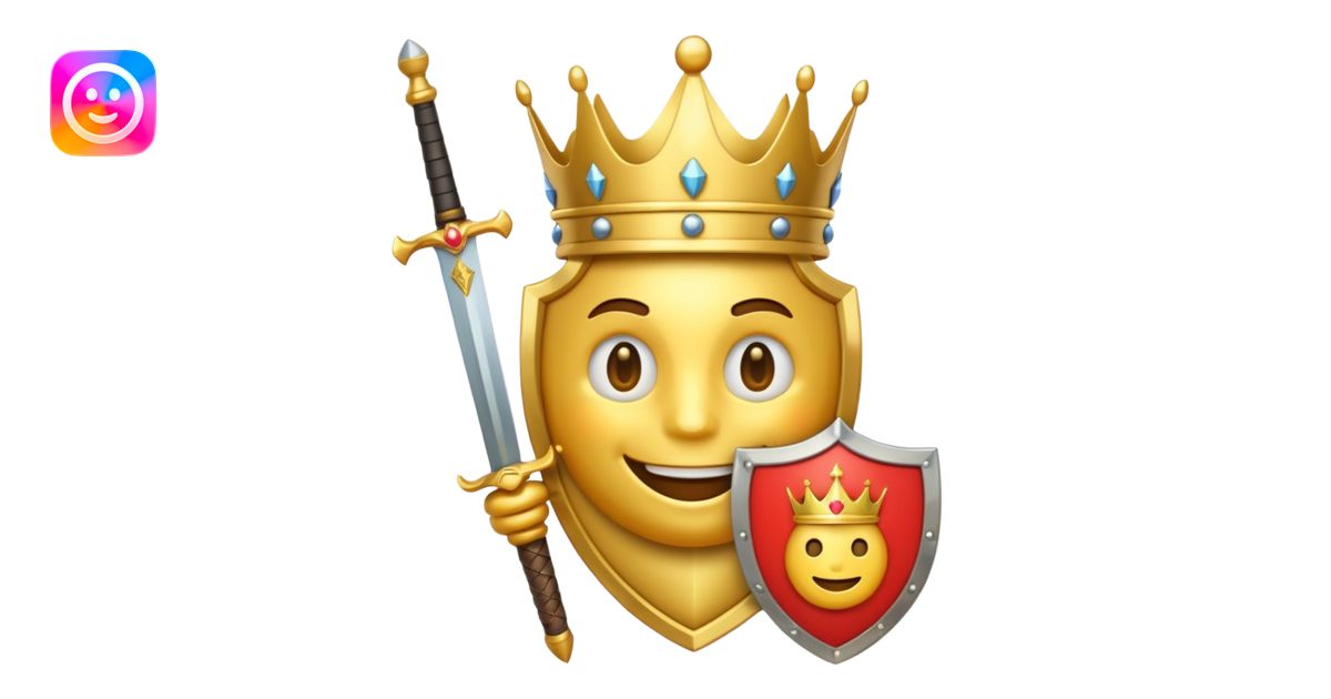 Powerful emoji with sword, shield and crown emoji | AI Emoji Generator